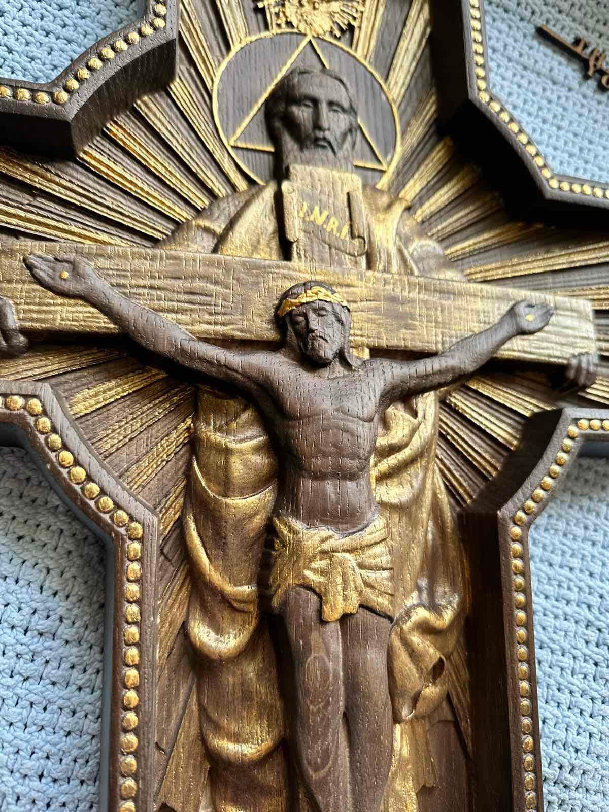 Hand Carved Holy Trinity Wooden Wall Plaque - Religious Home Decor ...