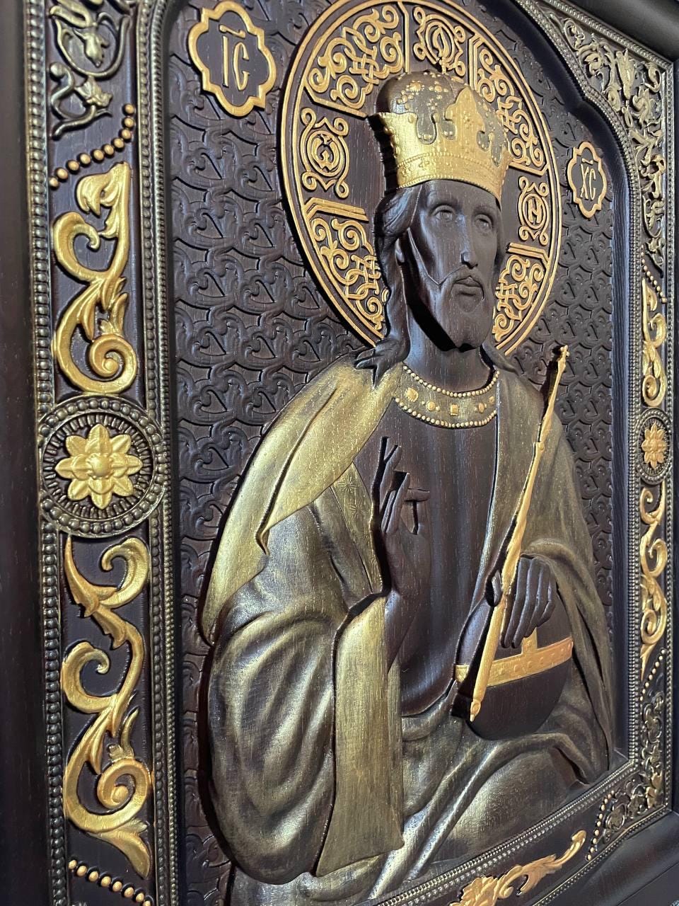 Hand Carved Oak Christ the Saviour Icon: Christian Gift - Etsy