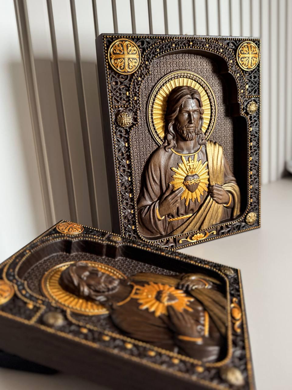 Sacred Heart of Jesus Wood Carving: Christian Catholic Wall Art - Etsy