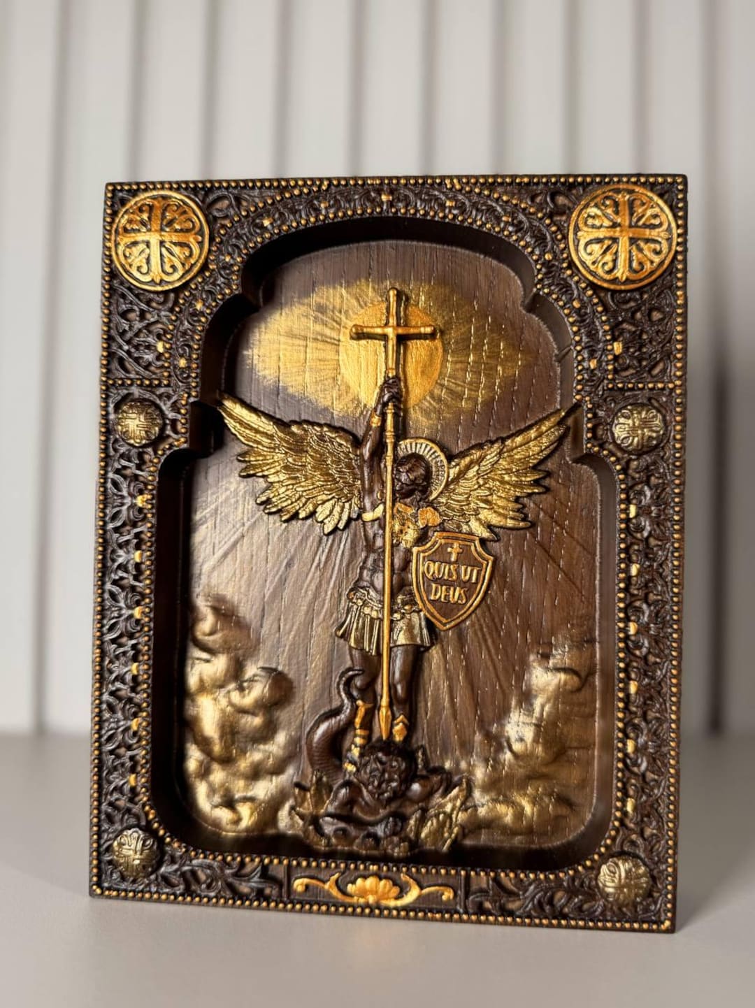 Hand Carved Archangel Michael Plaque: Religious Christian Wall Art - Etsy