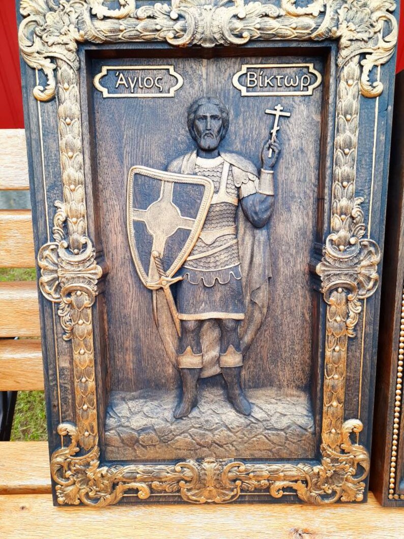 Saint Victor Wood Carvings Religious Icons Gift Ideas for | Etsy