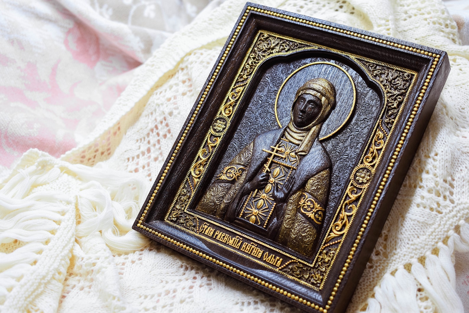 Saint Ukrainian Princess Olga Wood Carvings Orthodox Icon Saint Olga ...