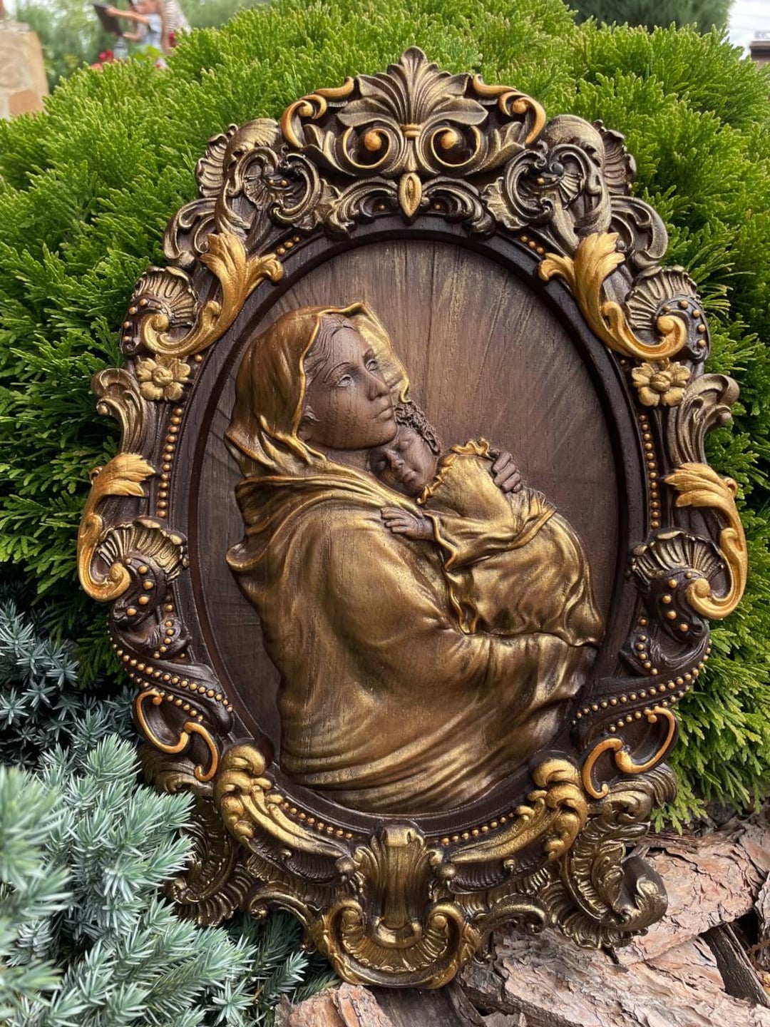 Our Lady Picture: Wooden Virgin Mary Wall Art, Catholic Icon ...