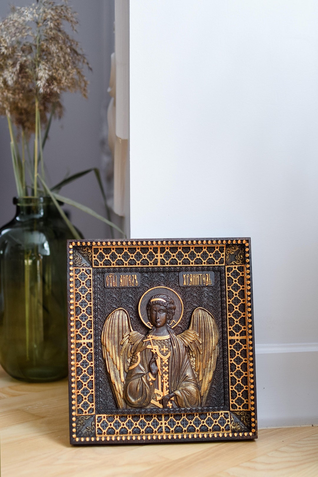 Gurdian Angel Religious Wall Art Decor From Natural Oak 5 - Etsy