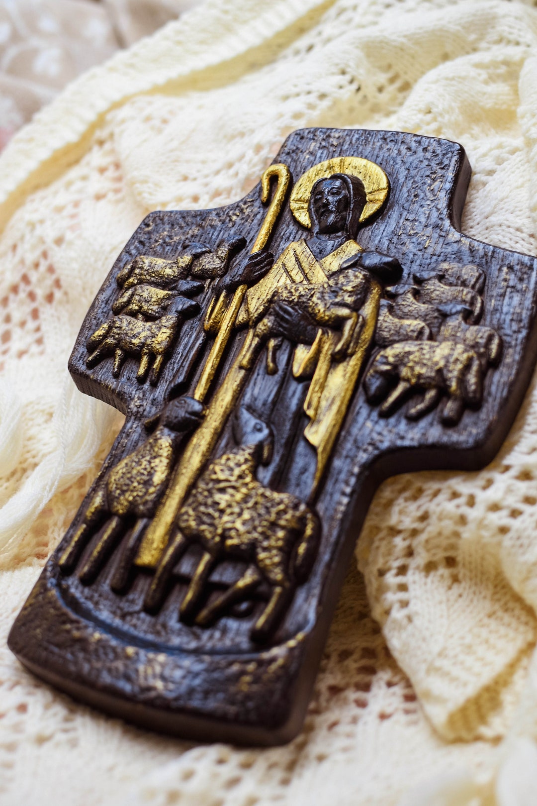 Good Shepherd Religious Gift Wood Carvings Christian Wall Art| TAX FREE ...