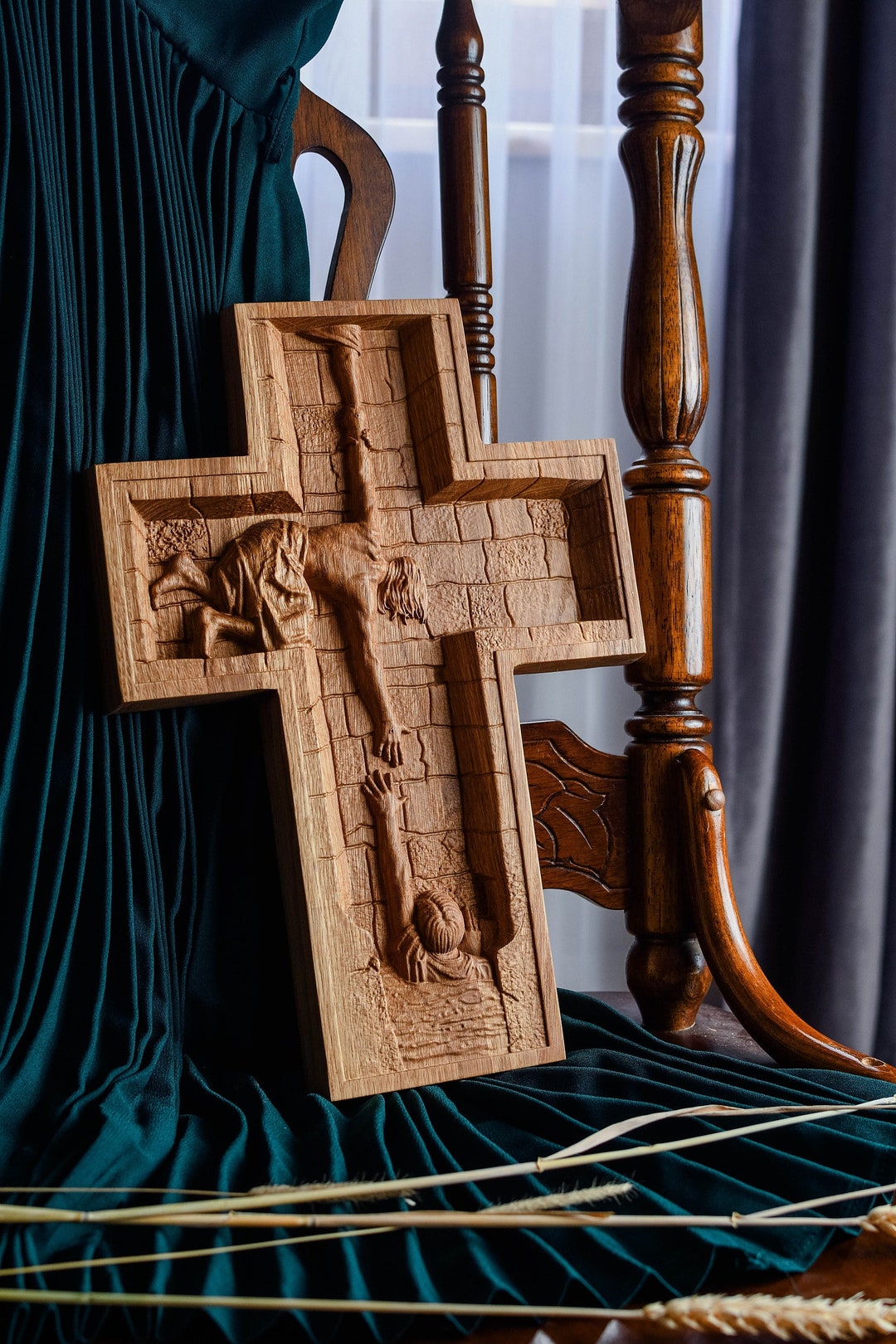 Oak Wood Jesus Cross: Religious Christian Home Decor Personalized, 7 ...