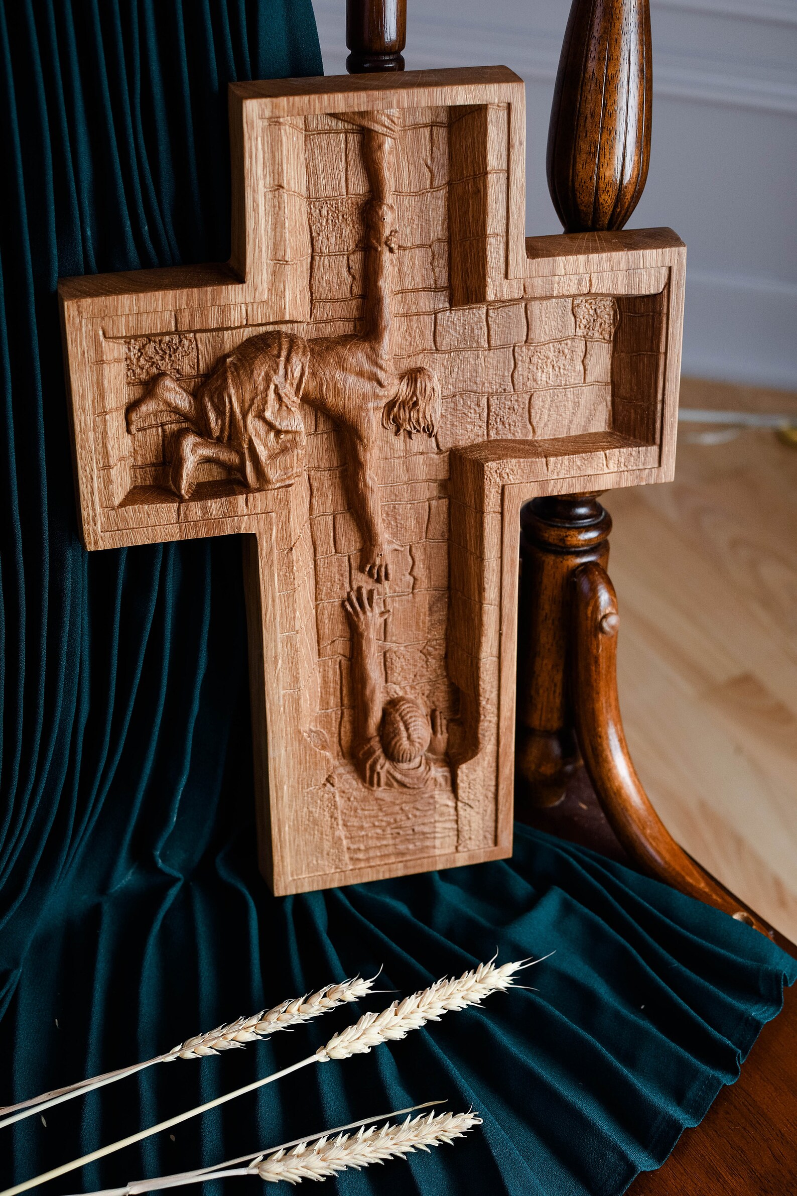 Oak Wood Jesus Cross: Religious Christian Home Decor Personalized, 7 ...