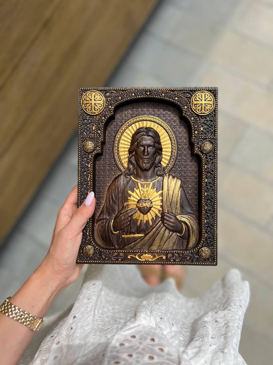 Sacred Heart of Jesus Wood Carving: Christian Catholic Wall Art - Etsy