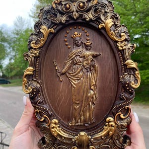 Our Lady of Victory Icon: Wooden Virgin Mary Wall Art Personalized, XS ...