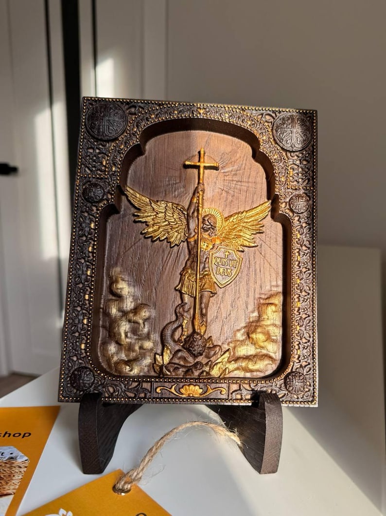 Handmade Archangel Michael With a Stand: Christian Home Decor, Catholic ...