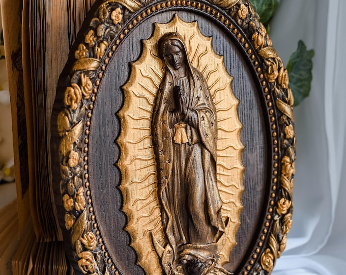 Unique Embroidery Clay Virgen Handmade Handpainted 11in Tall Mexican ...