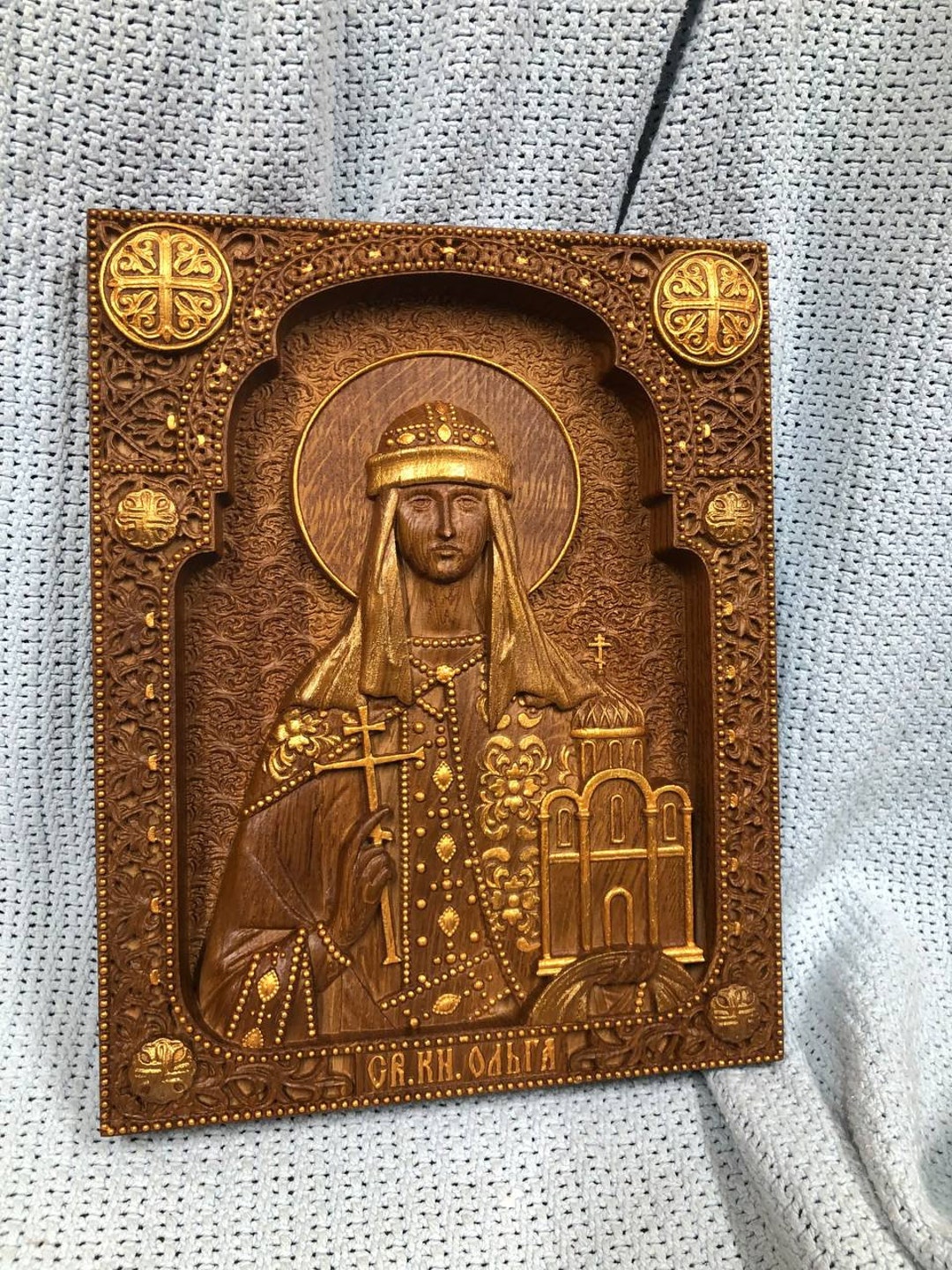 Wood Carvings Orthodox Icon Saint Olga Ukrainian Orthodox Icons ...