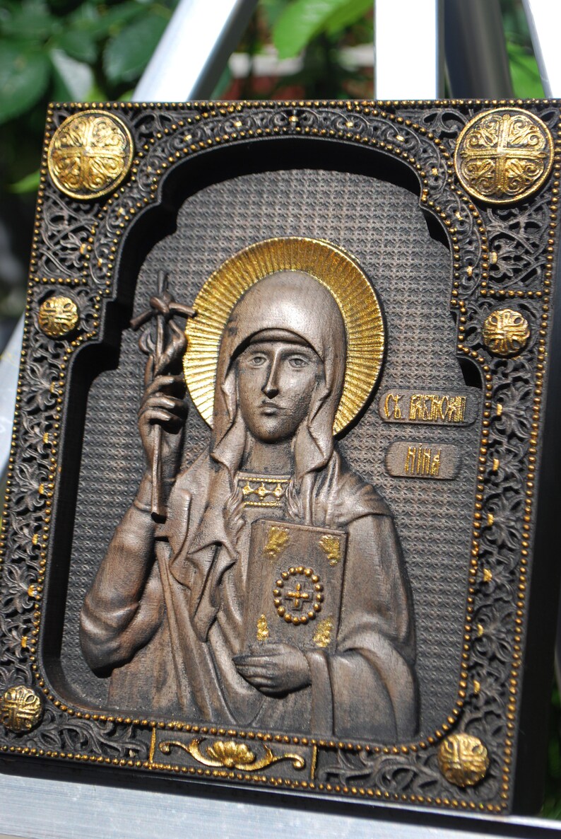 Saint Nina Wooden Carved Orthodox Icon Personalized Engraved | Etsy