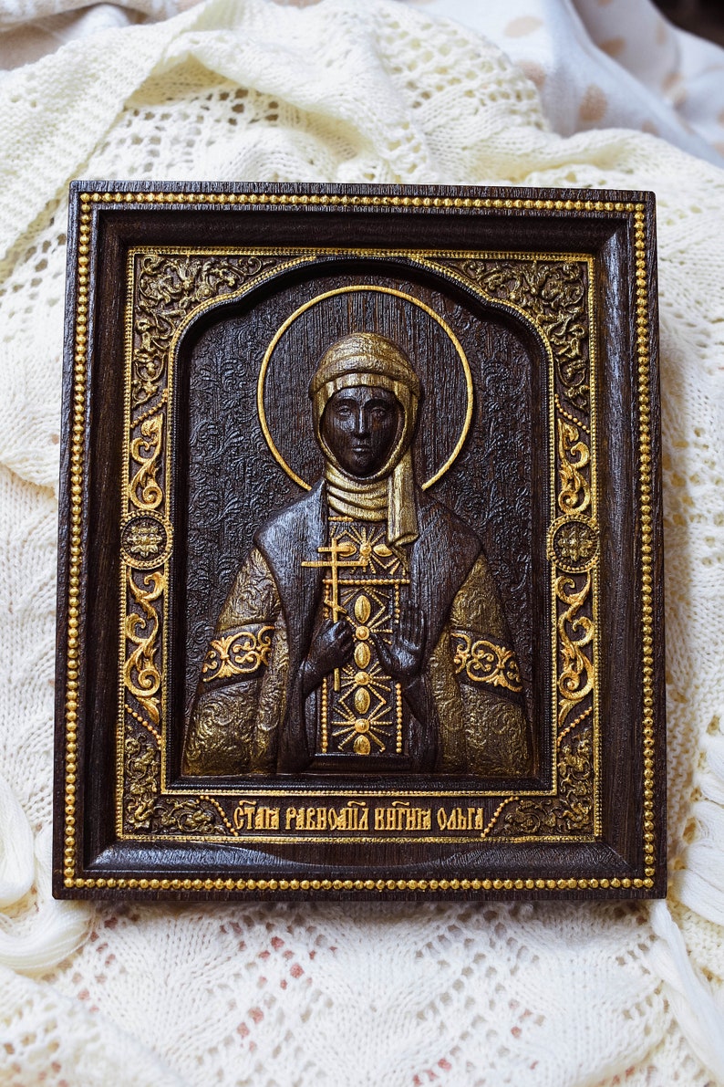 Saint Ukrainian Princess Olga Wood Carvings Orthodox Icon - Etsy