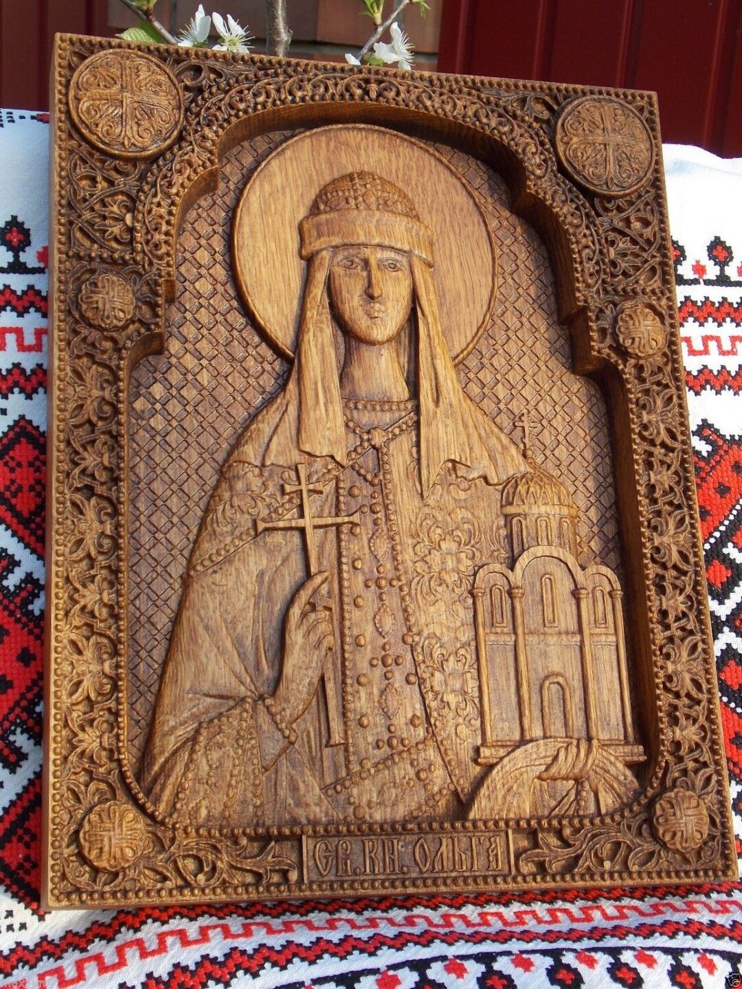 Wood Carvings Orthodox Icon Saint Olga Ukrainian Orthodox Icons ...
