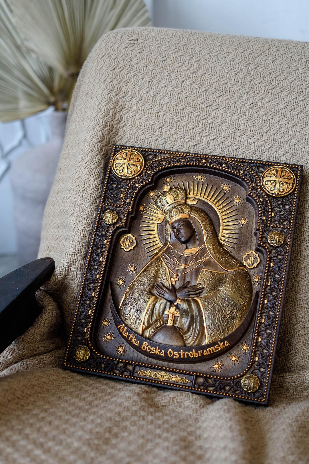 Virgin Mary Wooden Piece of Wall Art Wooden Carved Virgin Mary ...