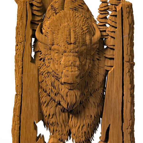 Bison Wood Carving - Etsy