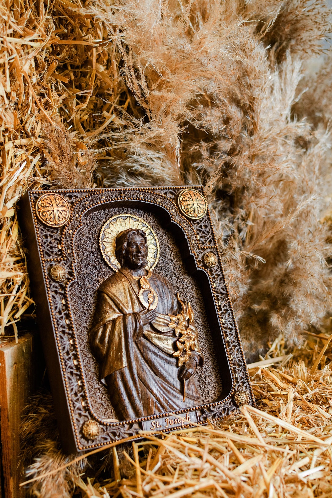 Saint Father Joseph Wooden Carved Personalized Icon Any Size ...