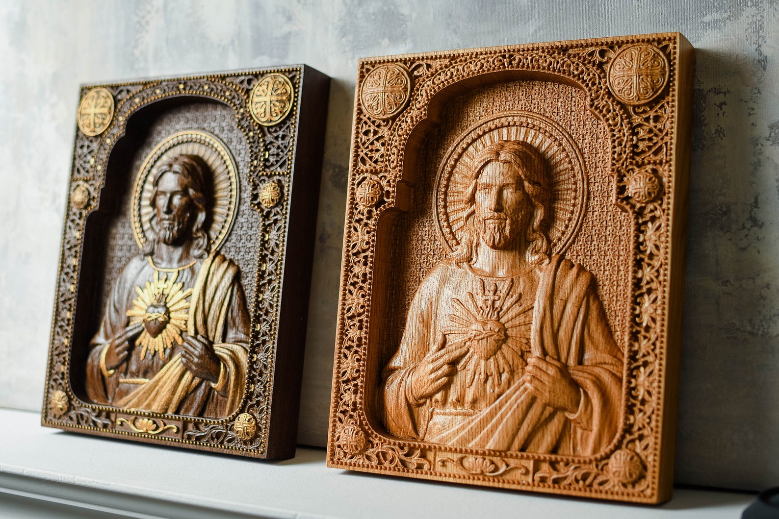 Sacred Heart of Jesus Wood Carving Religious Catholic Icons of - Etsy