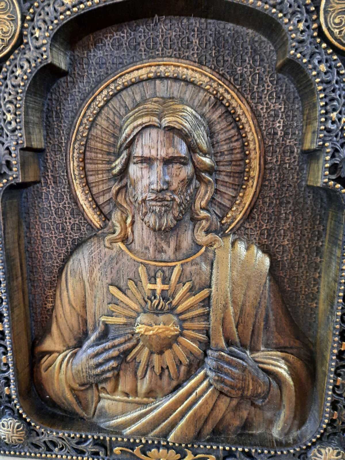 Sacred Heart of Jesus Wood Carving Religious Catholic Icons of | Etsy ...
