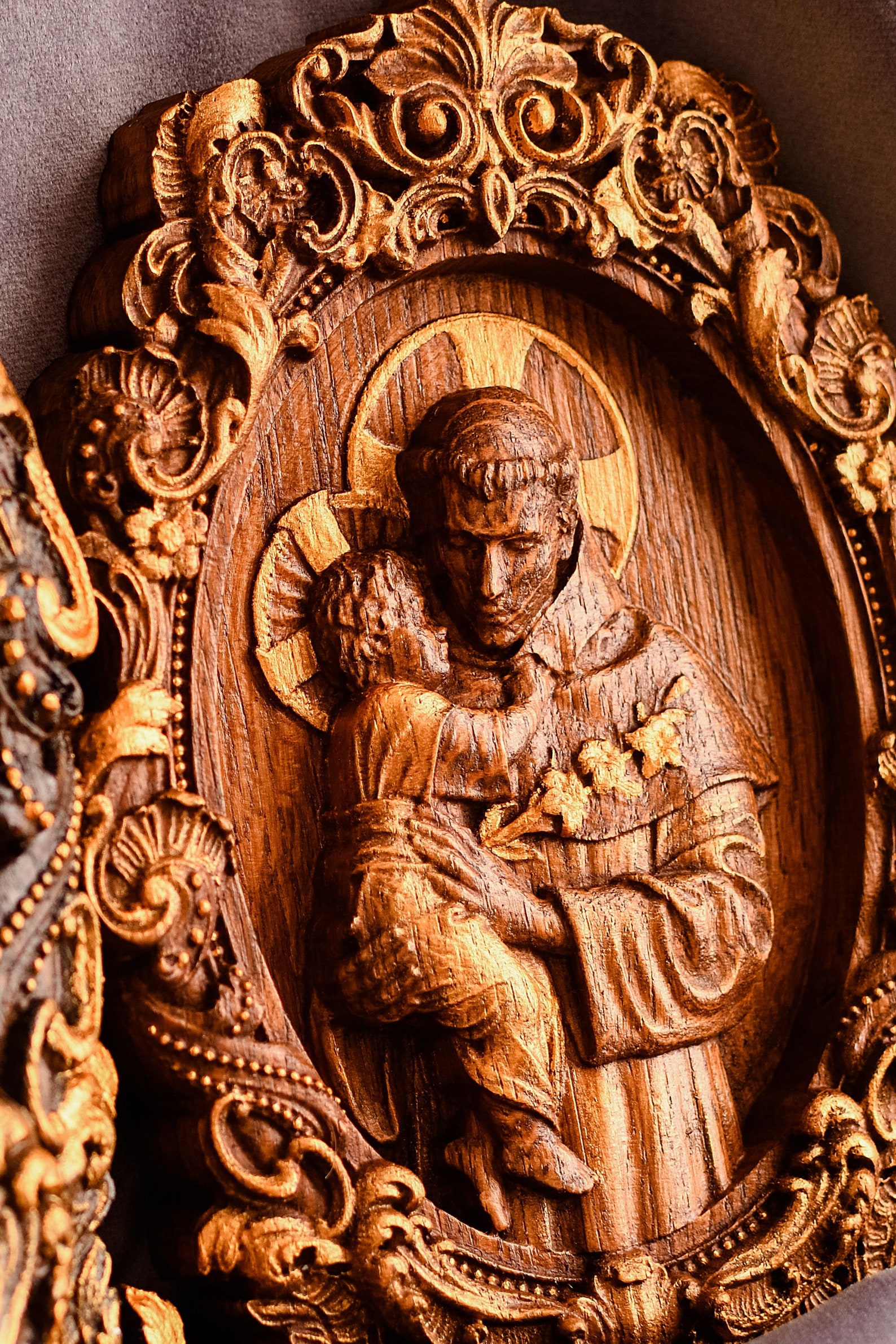 Saint Anthony Wood Carved Christian Icon Religious Wall - Etsy