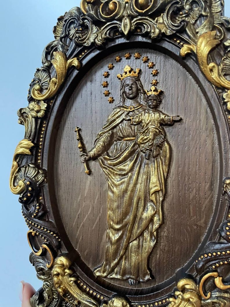 Our Lady of Victory Icon: Wooden Virgin Mary Wall Art Personalized, XS ...