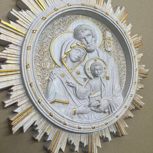Holy Family Christian Icon Blessed Our Lady Wooden Carved Religious ...