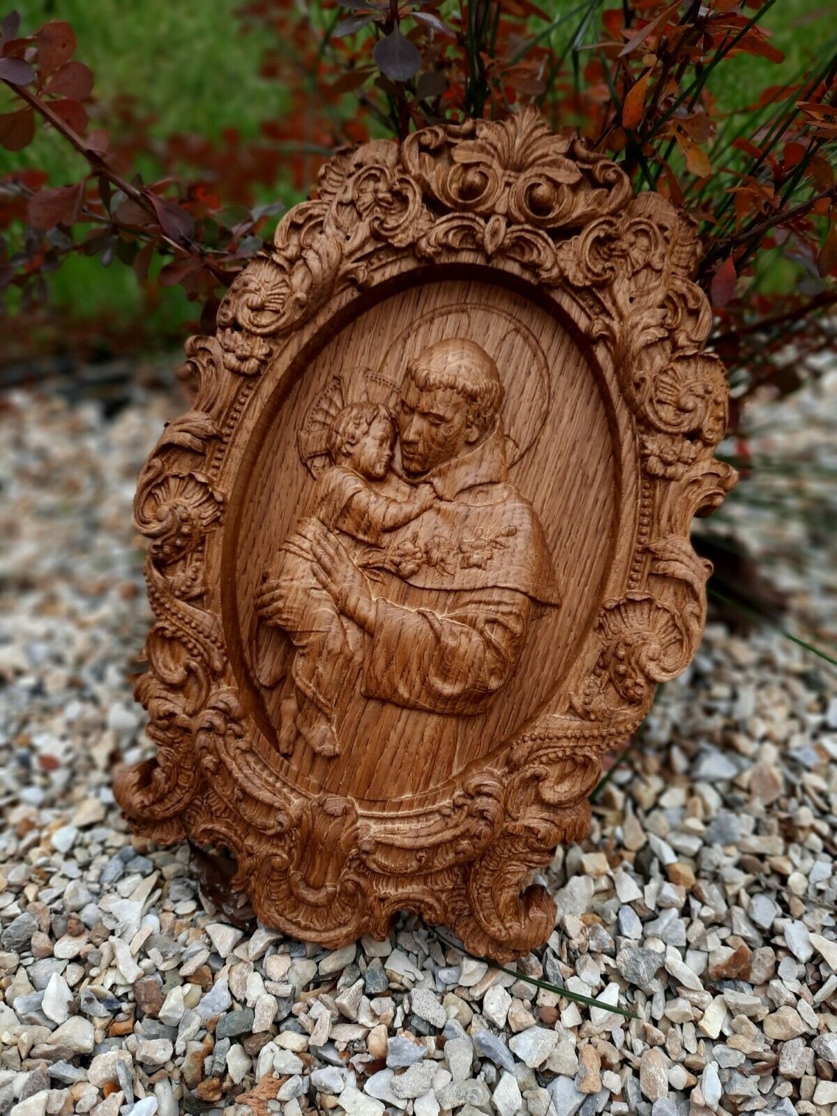 Saint Anthony Wood Carved Christian Icon Religious Wall | Etsy
