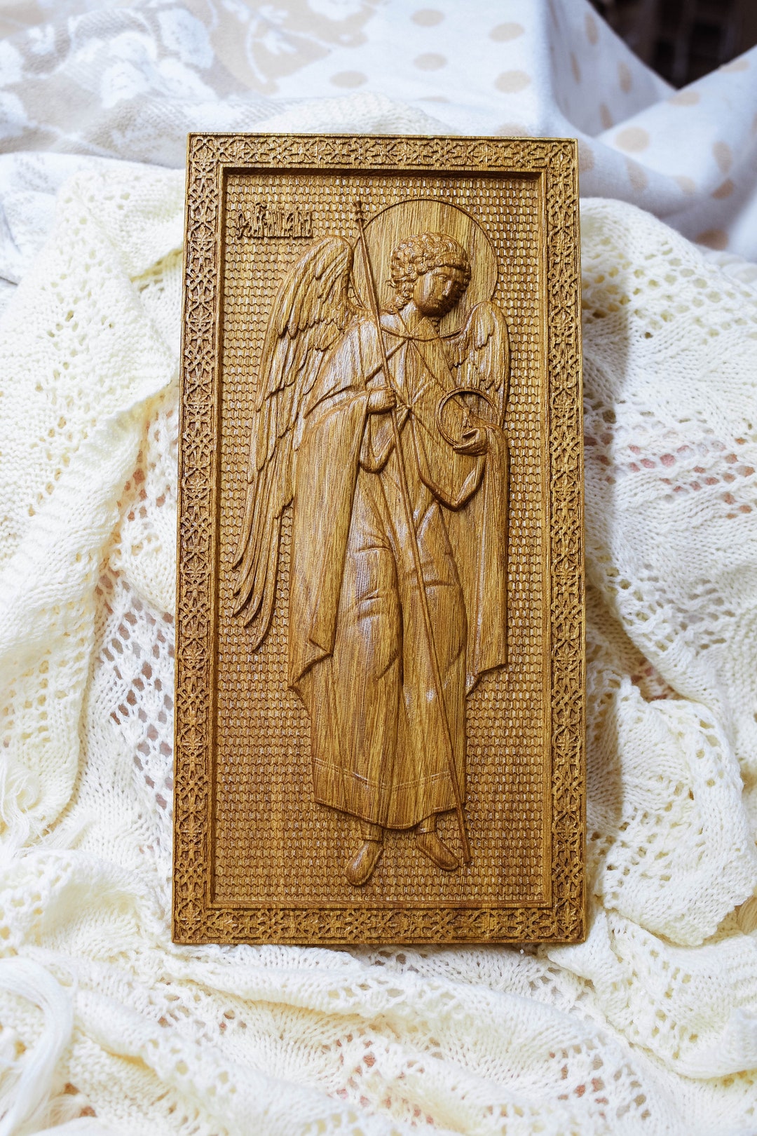 Saint Archangel Michael Wooden Carved Religious Icon Christian Gift ...