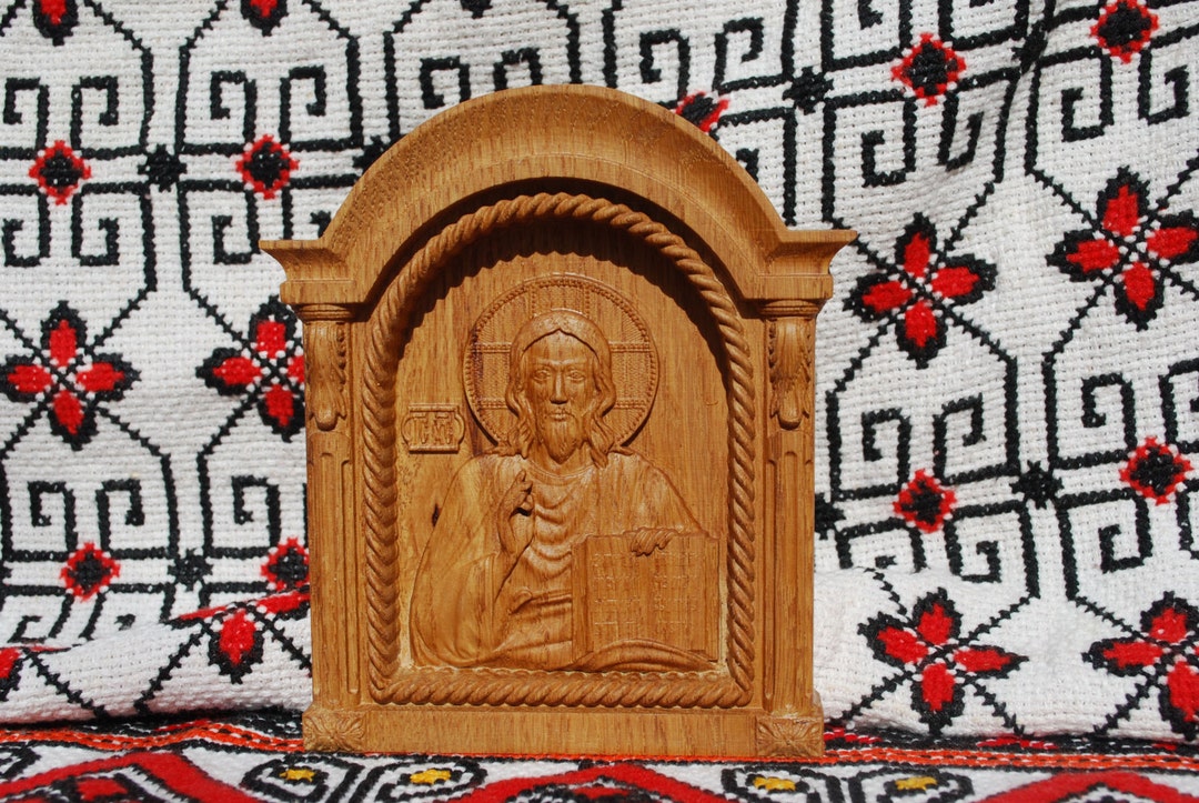 Christ the Saviour Icon: Hand Carved Wooden Religious Gift, TAX Free - Etsy