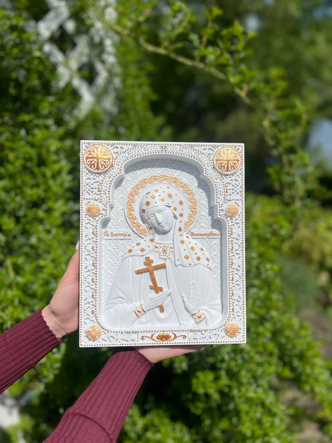 Saint Victoria Wooden Carved Religious Icon Catholic Gift Personalized ...