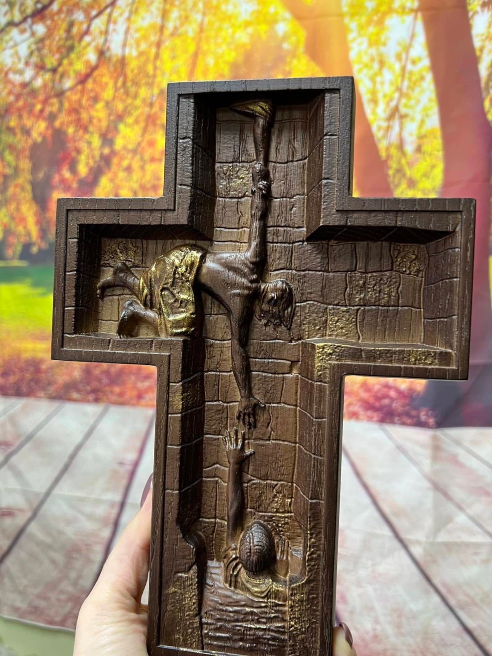 Oak Wood Jesus Cross: Religious Christian Home Decor Personalized, 7 ...