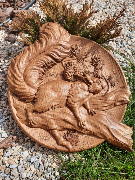 Squirel Wooden Wall Plate Nature Wood Wall Round Art Wooden - Etsy