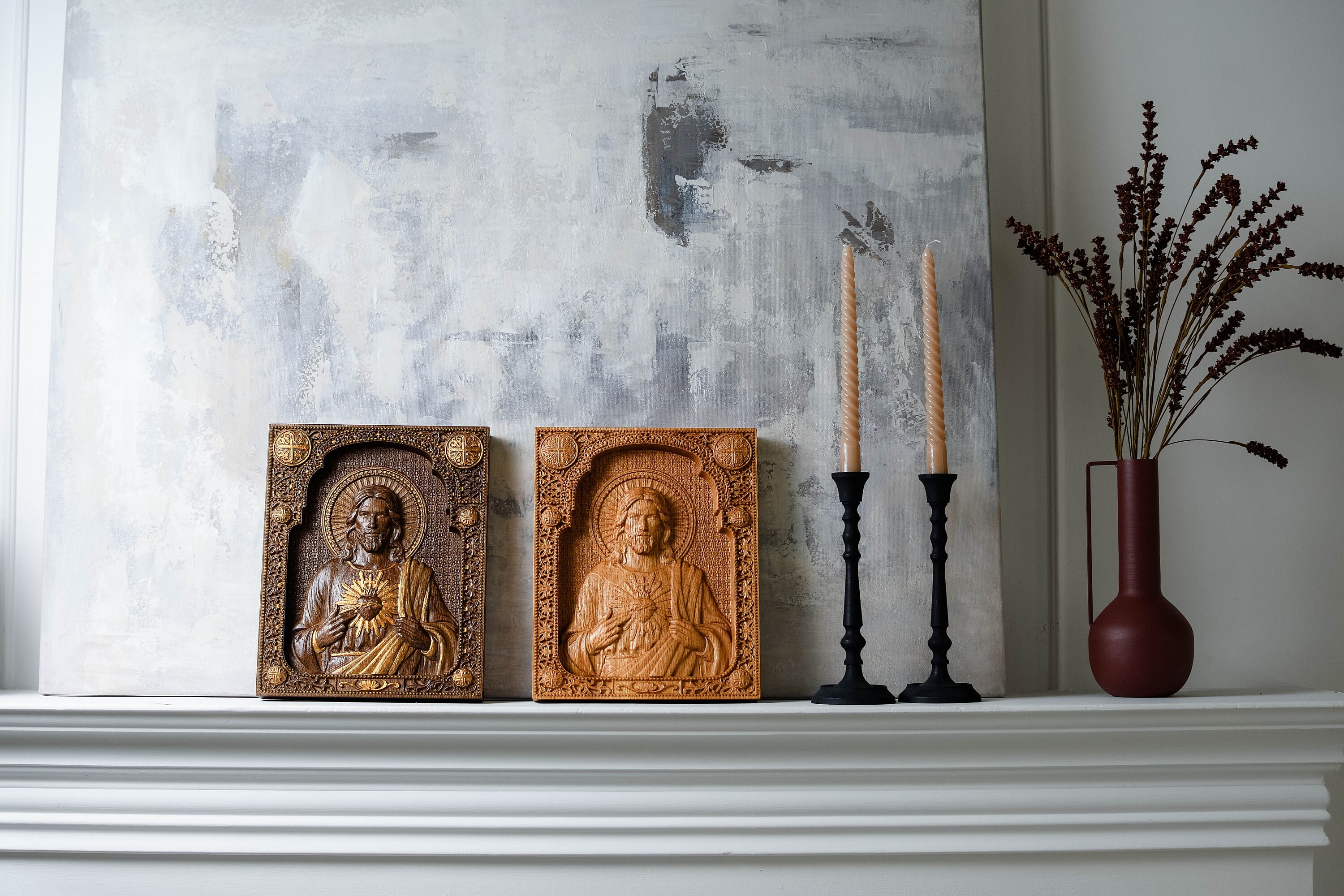 Sacred Heart of Jesus Wood Carving Religious Catholic Icons of - Etsy ...