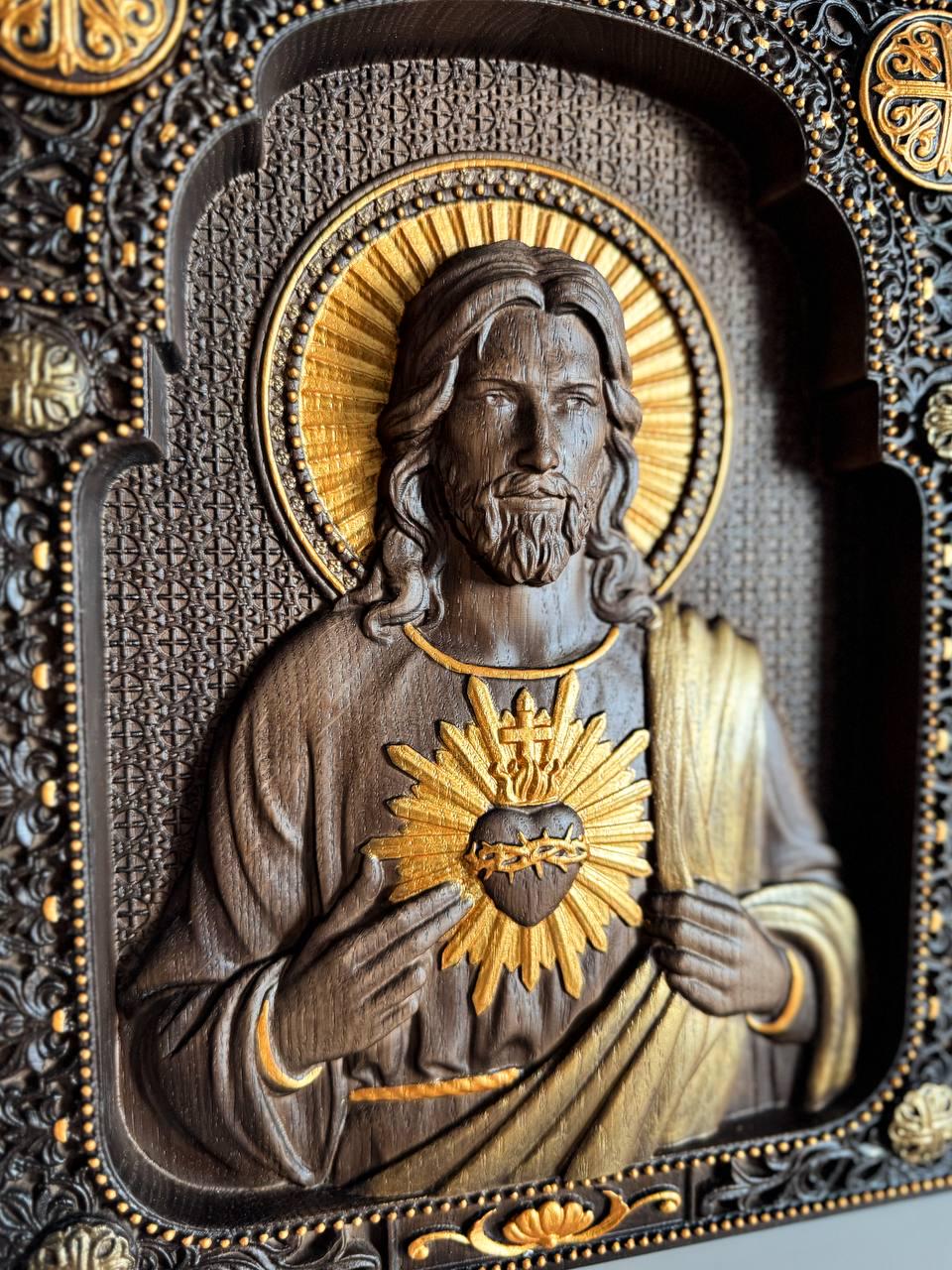 Sacred Heart of Jesus Wood Carving: Christian Catholic Wall Art - Etsy