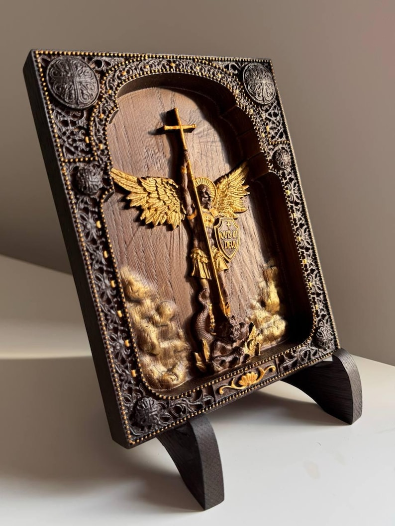 Handmade Archangel Michael With a Stand: Christian Home Decor, Catholic ...