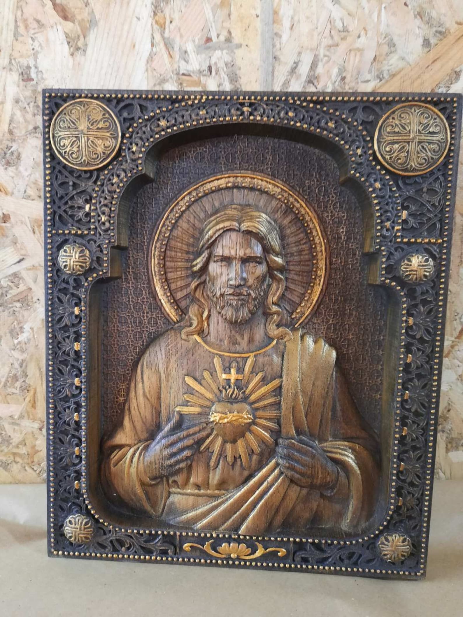 Sacred Heart of Jesus Wood Carving Religious Catholic Icons of | Etsy ...