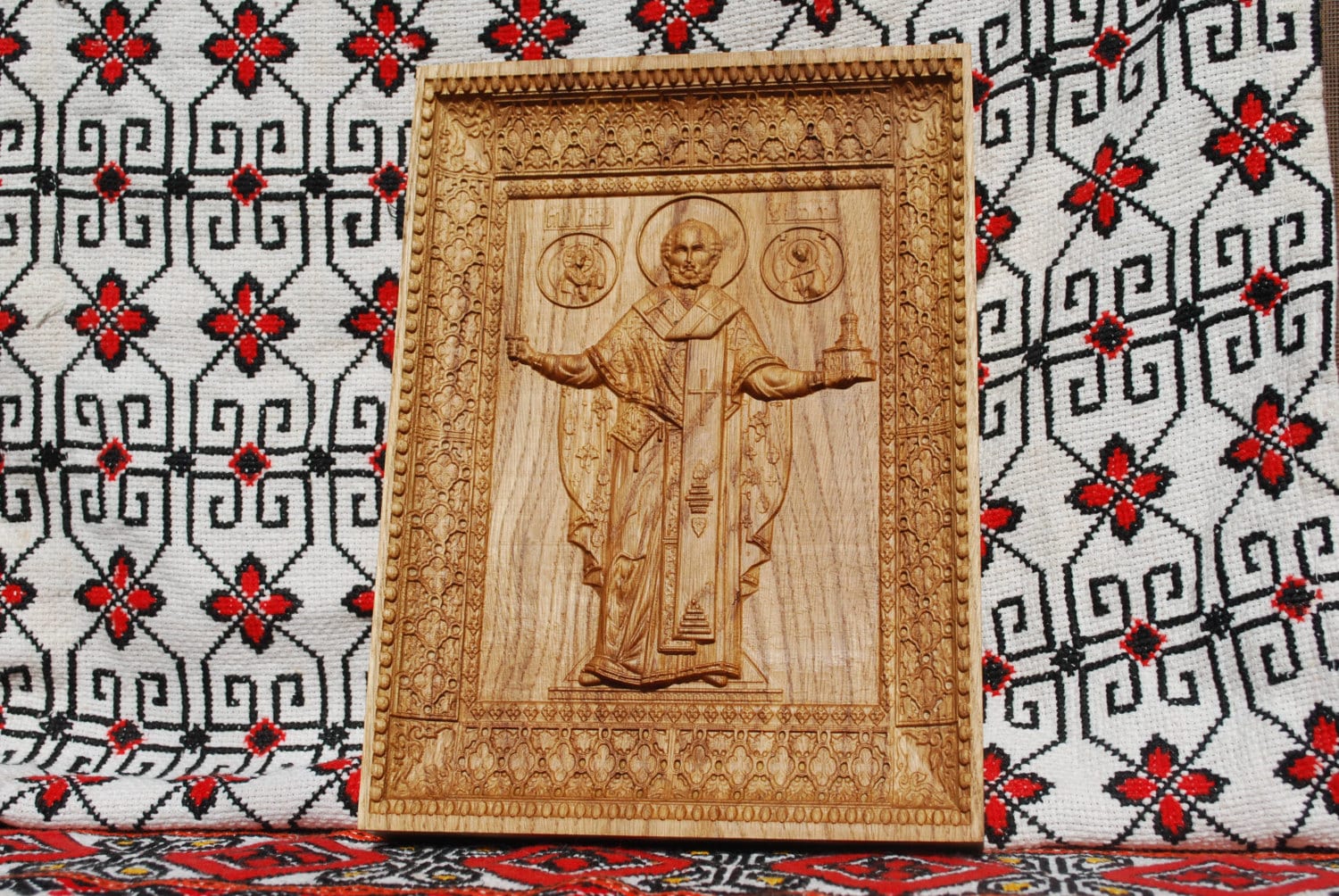 Saint Nicholas Wooden Carved Religious icon Greek orthodox | Etsy