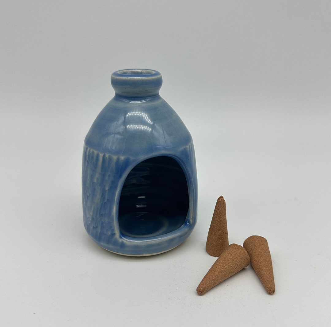 Mini Chimenea Incense Burner in Blue Handmade Pottery - Etsy