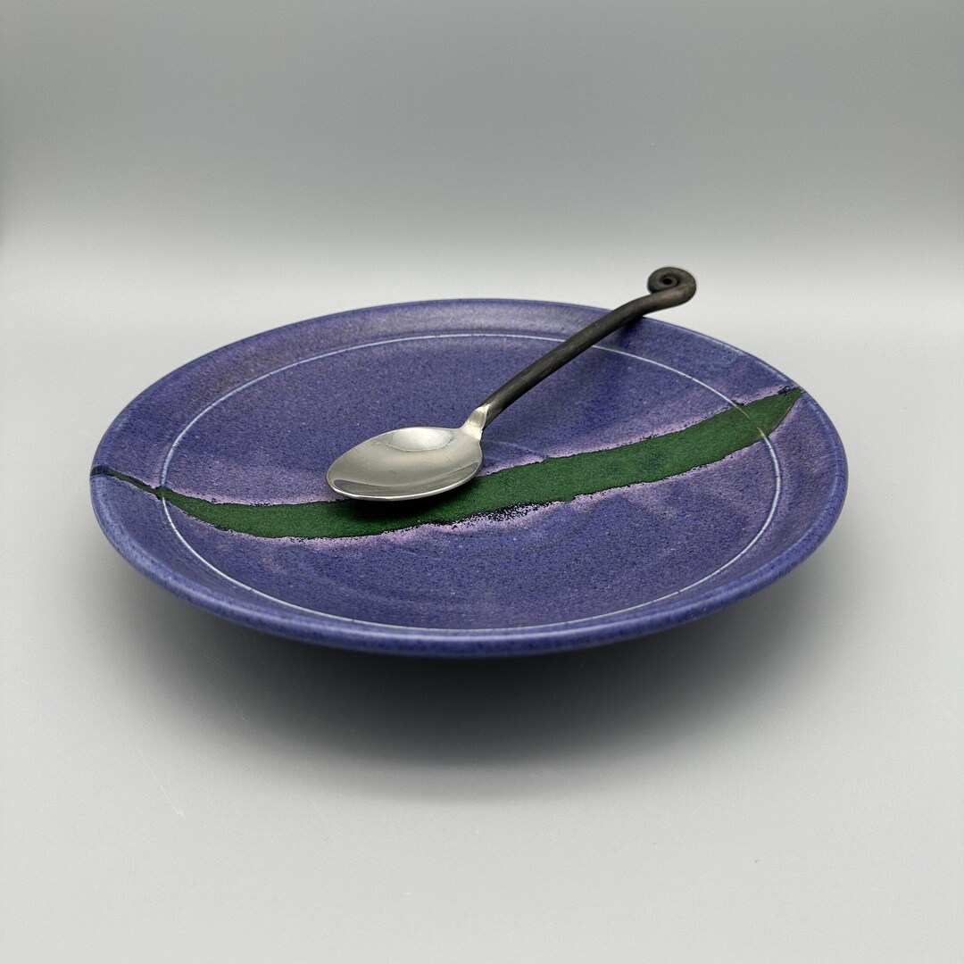 Serving/decorative Coupe-shape Plate in Eggplant Purple and Green ...