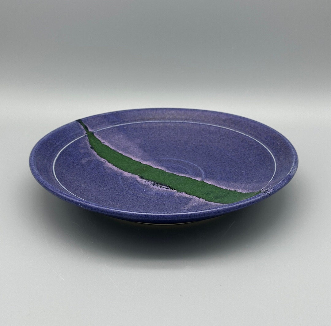 Serving/decorative Coupe-shape Plate in Eggplant Purple and Green ...