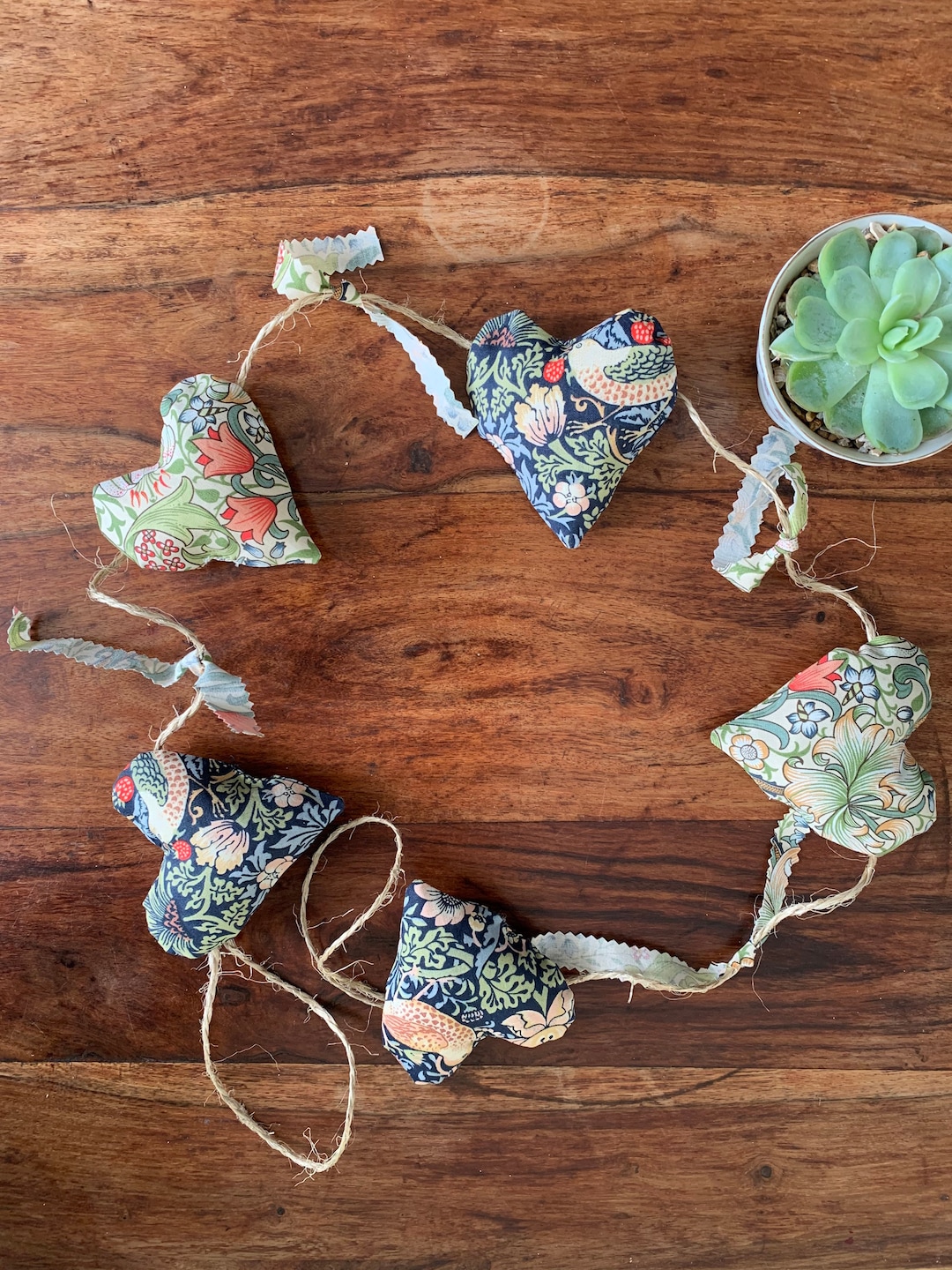 William Morris Fabric Heart Garland: Rustic Country Style Decor - Etsy