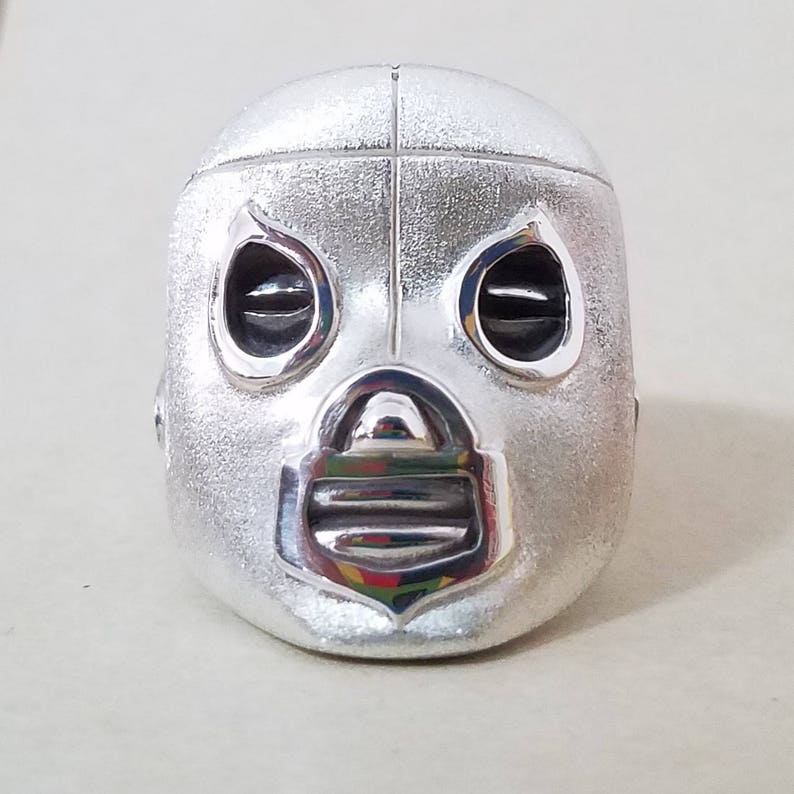 EL SANTO Wrestler Mask Silver Ring Homage to Mexican Lucha - Etsy Australia