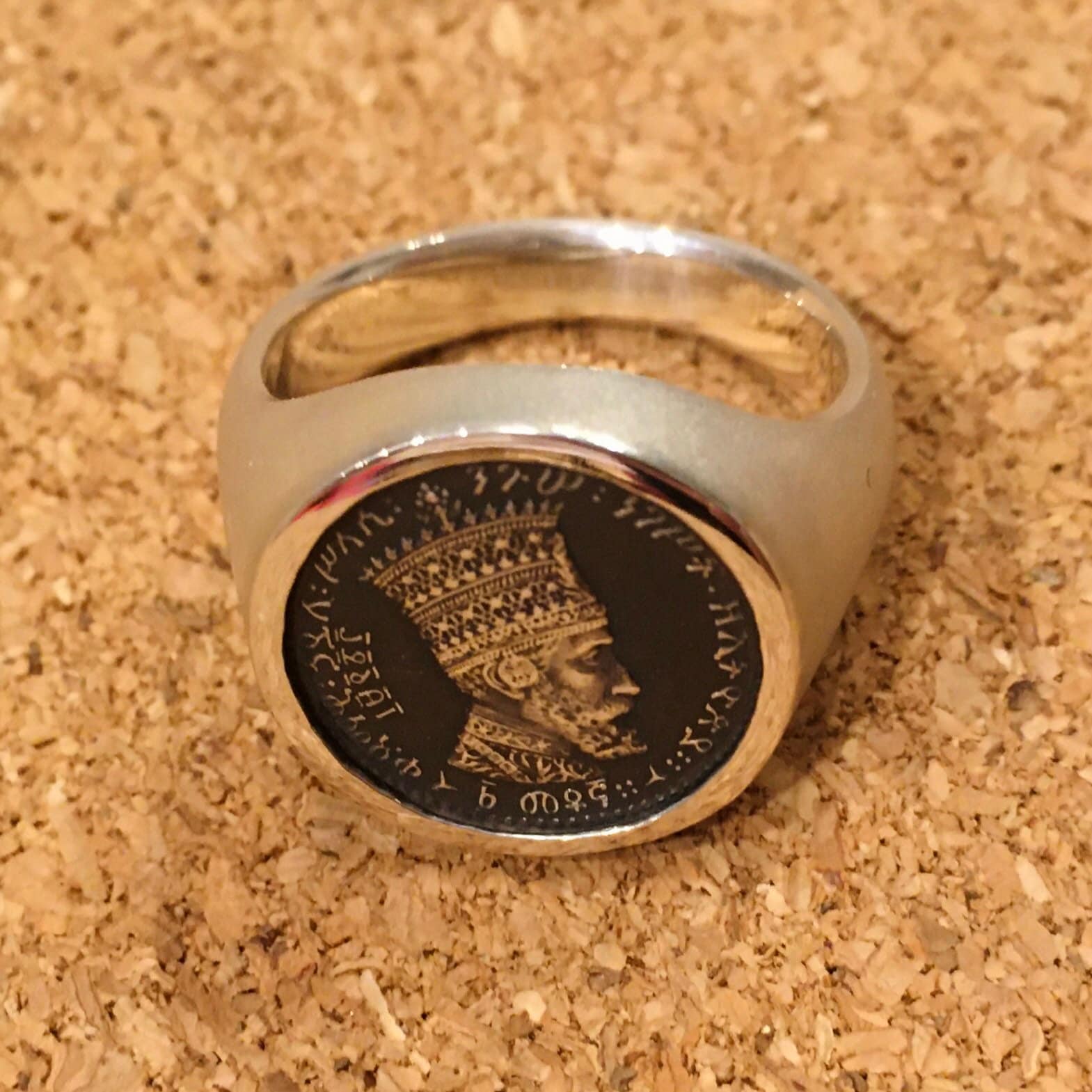 Emperor Selassie I Signet Ring. Textured Band and Blackened - Etsy