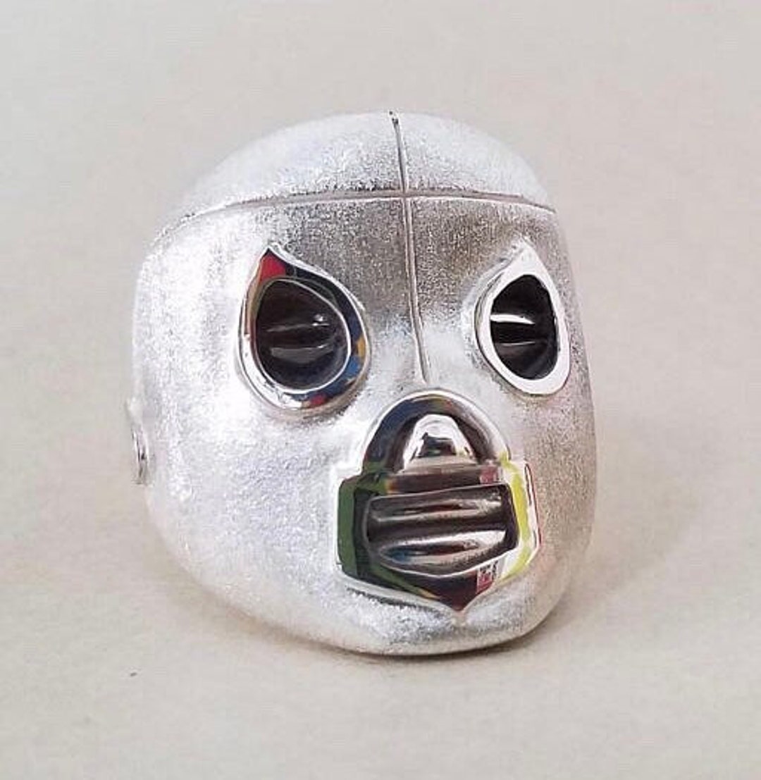 EL SANTO Wrestler Mask Silver Ring Homage to Mexican Lucha Libre Hero ...