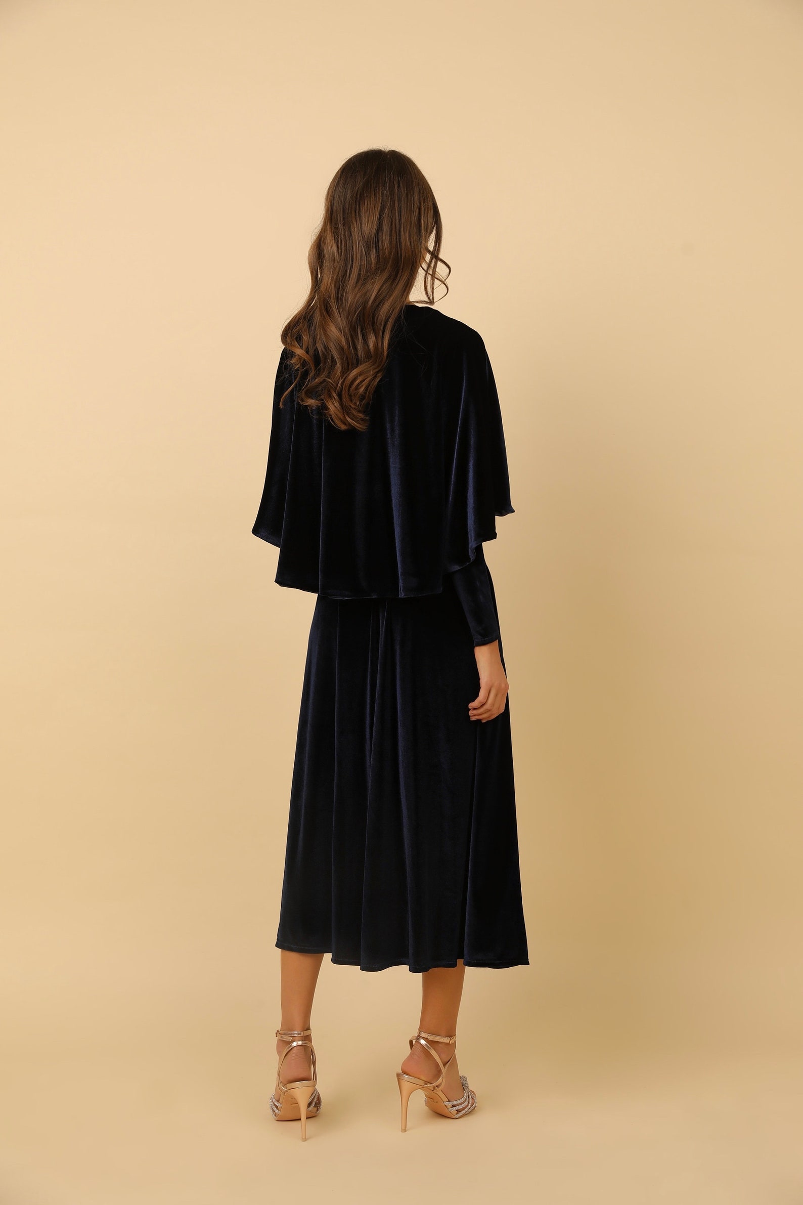 Navy Velvet Capelet Wedding Shrug Bridesmaid Shrug With Tie Ribbon ...