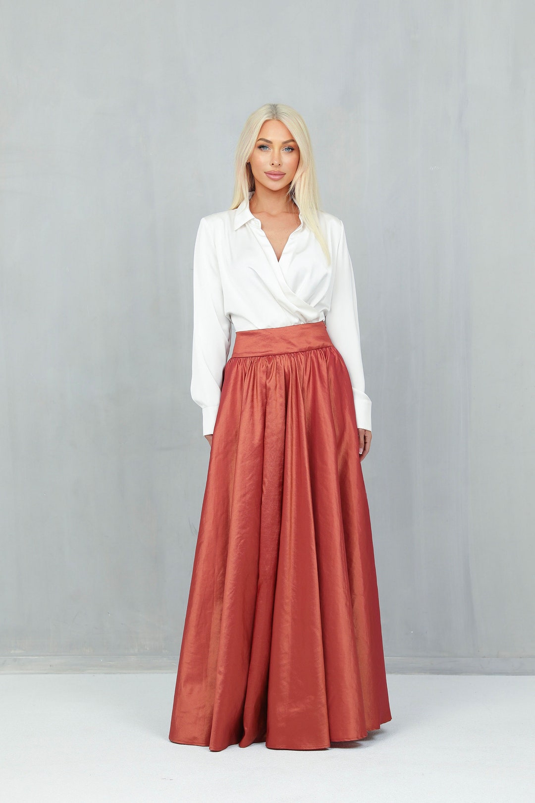 Rusty Orange Taffeta Full Circle Skirt for Women Classic Skirt - Etsy