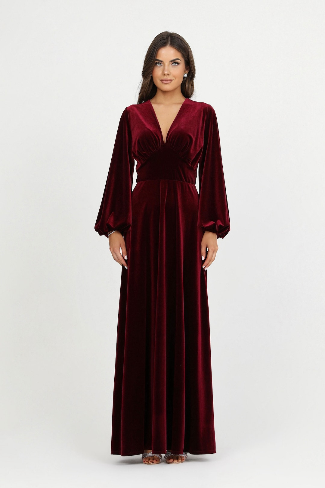 Burgundy Velvet Dress, Bridesmaid Dress, Evening Dress, Wedding Guest ...