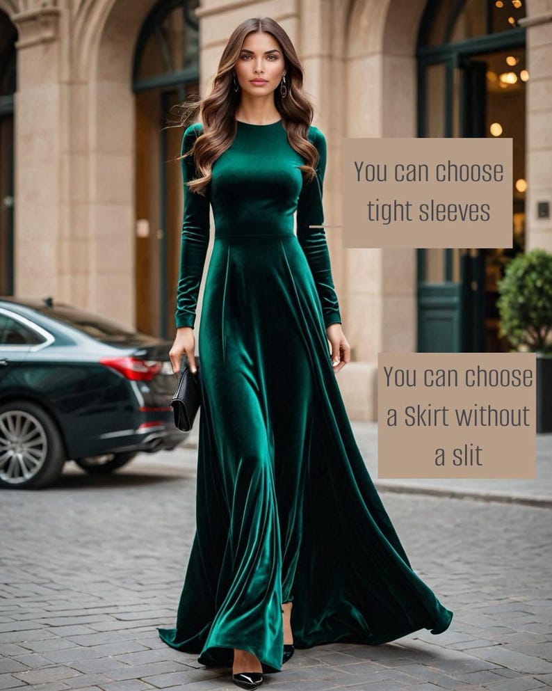 Burgundy Velvet Maxi Dress, Long Sleeve Velvet Evening Gown, Velvet ...