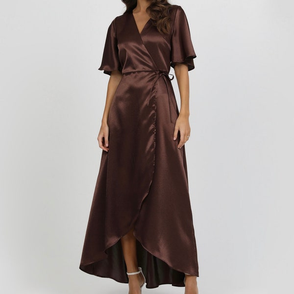 Bridesmaid Dress Brown Satin - Etsy